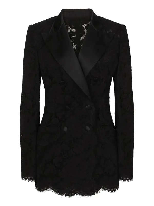 Dolce & Gabbana Floral Lace Blazer - Black