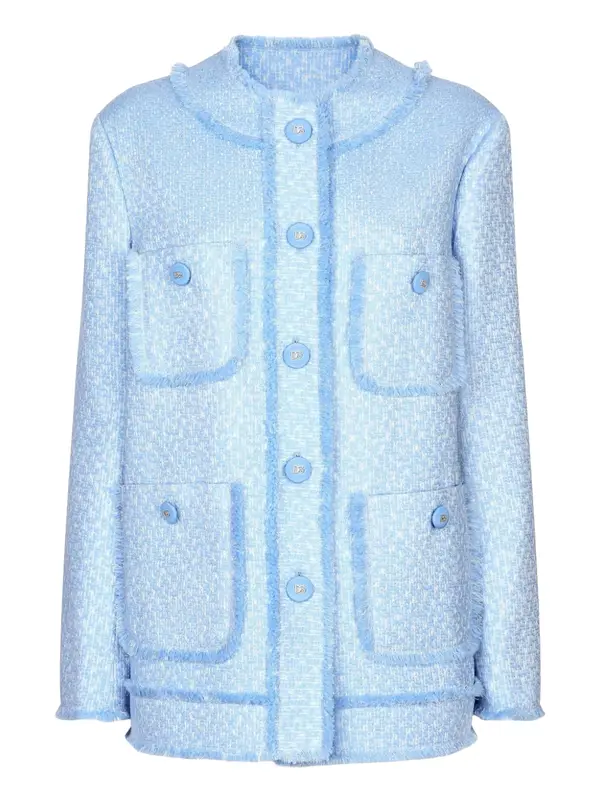 Dolce & Gabbana Frayed Tweed Jacket - Blue