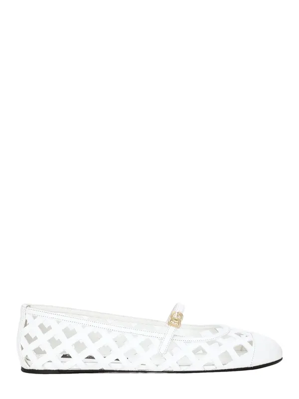 Dolce & Gabbana Perforated Leather Ballerinas - White