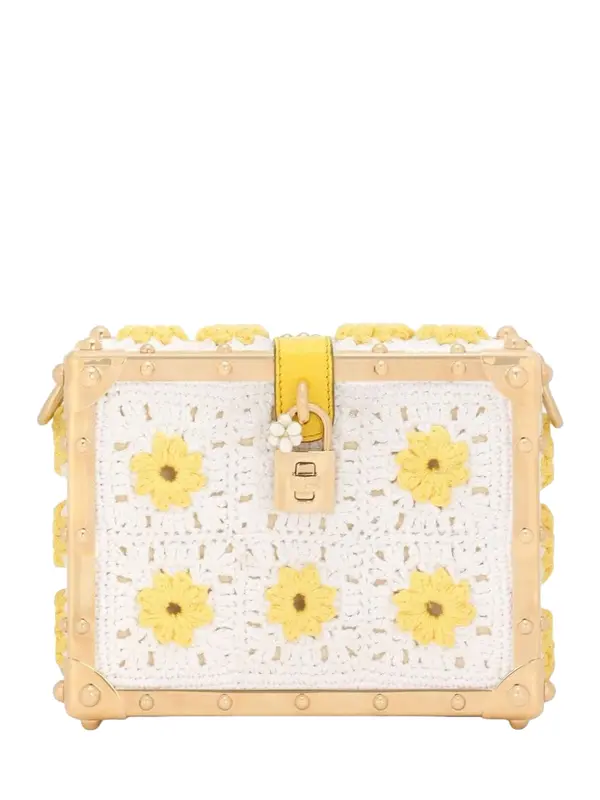 Dolce & Gabbana Dolce Box Crochet-panel Clutch - Gold