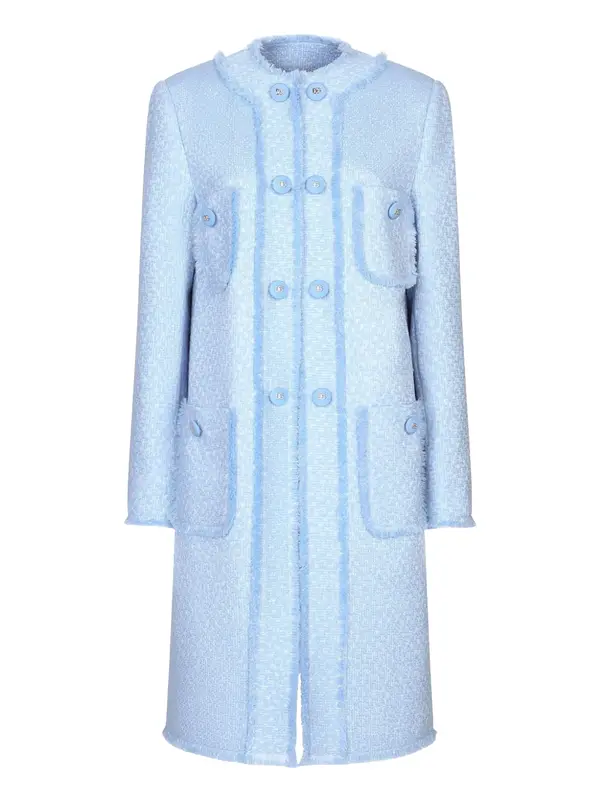 Dolce & Gabbana Dna Single-breasted Bouclé Coat - Blue
