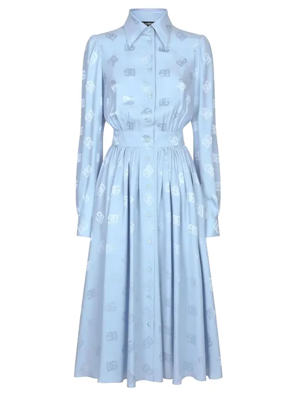 Dolce & Gabbana Dna Monogram-jacquard Shirt Dress - Blue