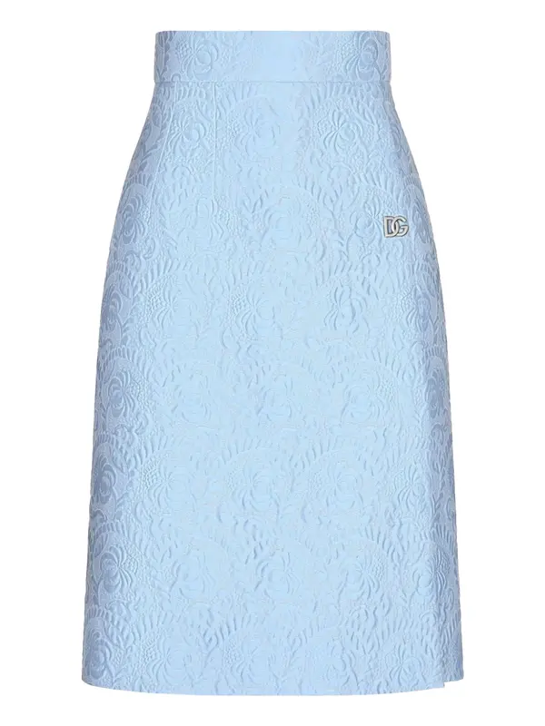 Dolce & Gabbana Dna Brocade A-line Midi Skirt - Blue