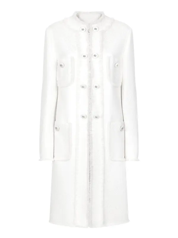 Dolce & Gabbana Dna Single-breasted Tweed Coat - White
