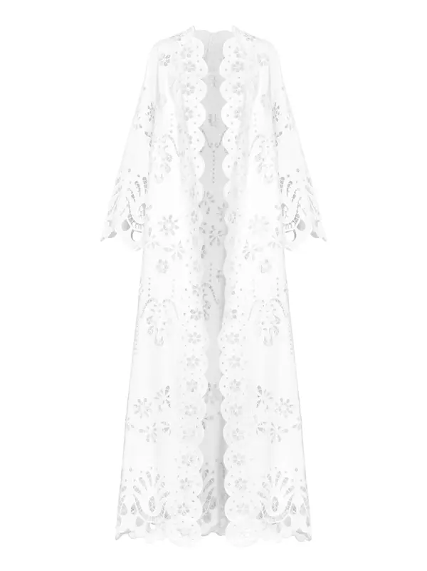 Dolce & Gabbana Macramé Cut-out Long Coat - White