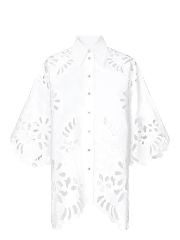 Dolce & Gabbana Cut-out Cotton Shirt - White