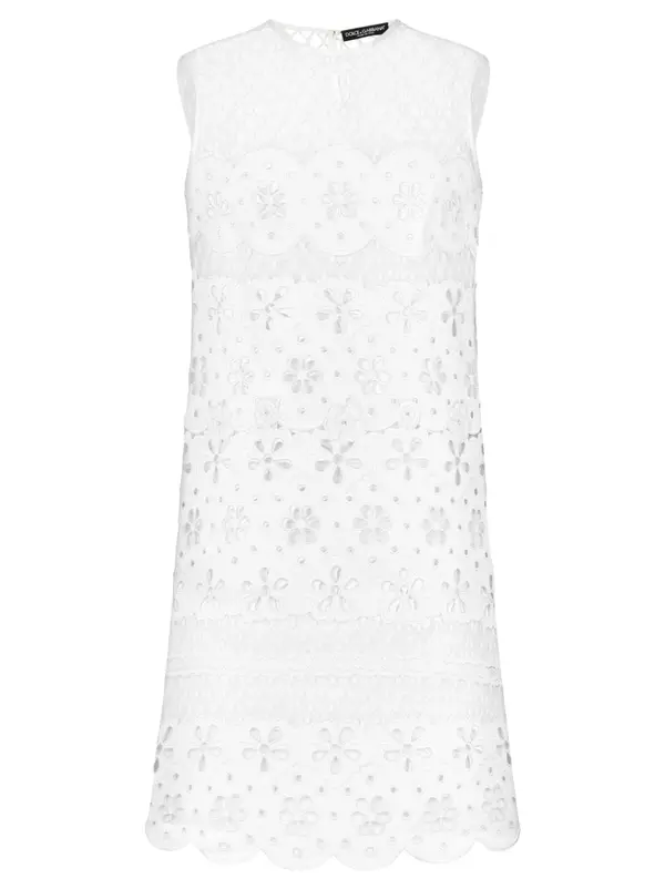 Dolce & Gabbana Embroidered Mesh Minidress - White