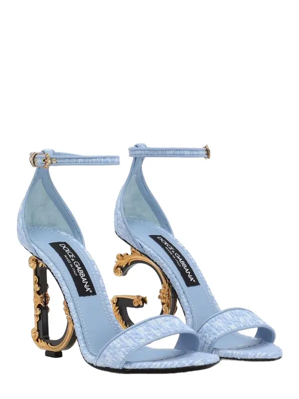 Dolce & Gabbana Dna 105mm Baroque Dg-heel Bouclé Sandals - Blue