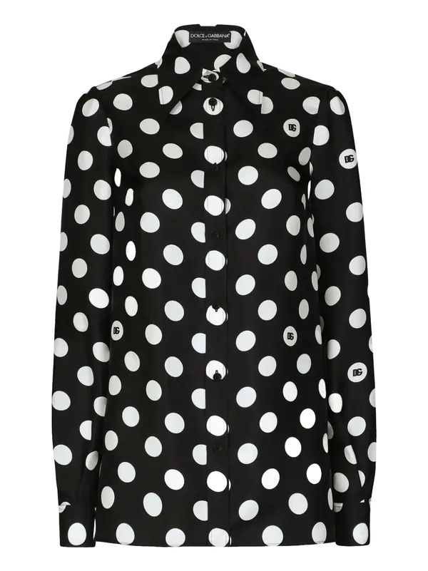 Dolce & Gabbana Polka-dot Silk Twill Shirt - Black