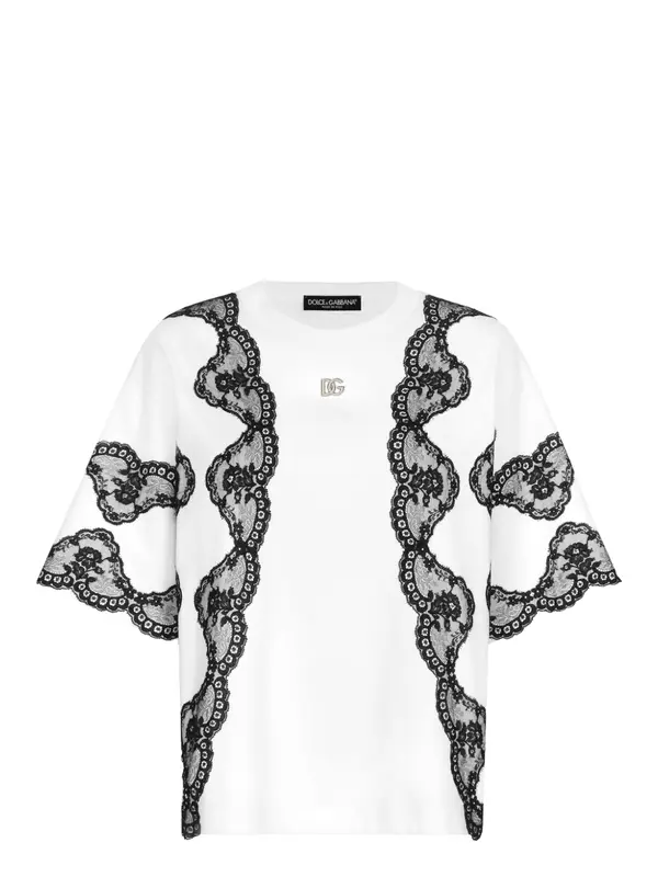 Dolce & Gabbana Dna Lace-detail Short-sleeve T-shirt - White
