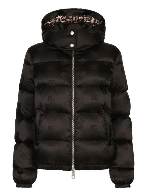 Dolce & Gabbana Monogram-jacquard Puffer Jacket - Black