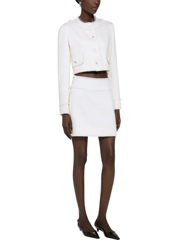 Dolce & Gabbana Frayed Cropped Jacket - White