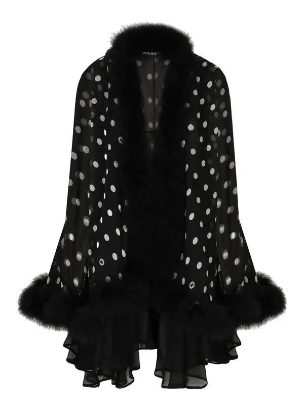 Dolce & Gabbana Polka-dot Silk Cape - Black