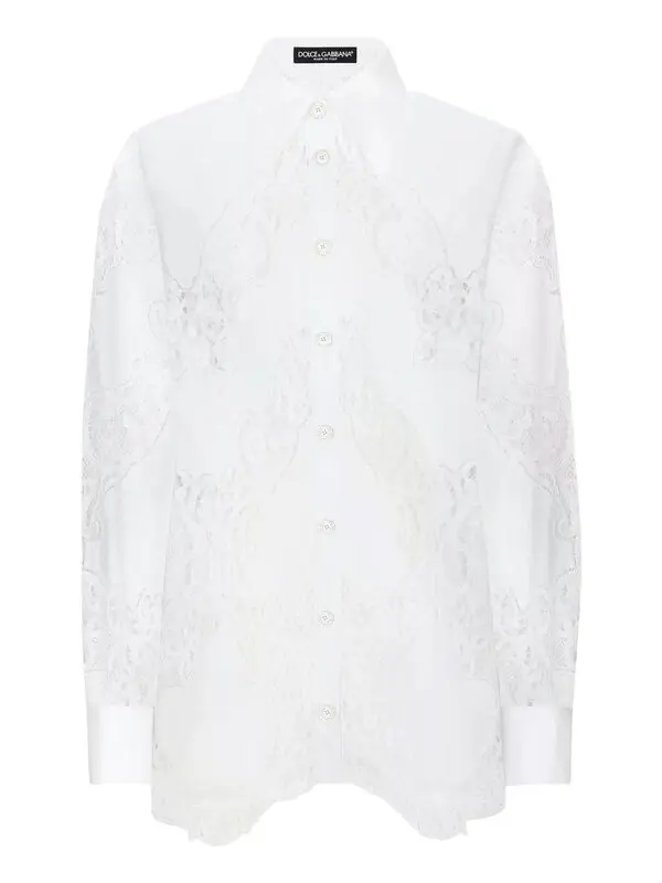Dolce & Gabbana Floral Embroidered Poplin Shirt - White