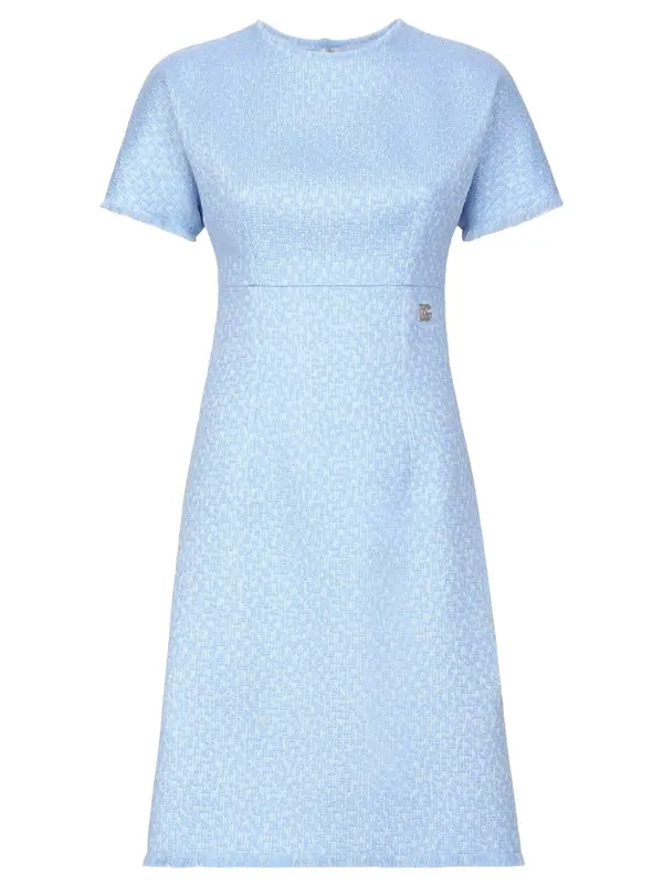 Dolce & Gabbana Bouclé A-line Midi Dress - Blue