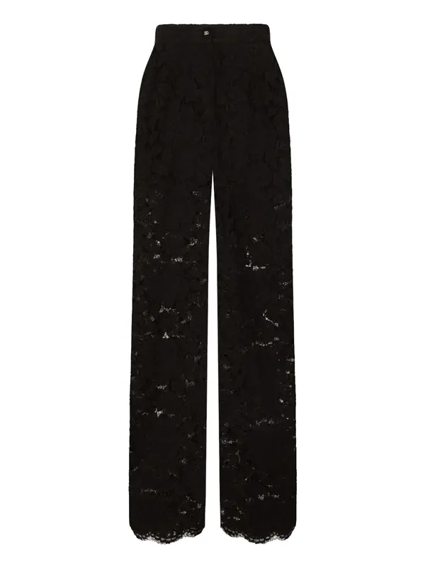 Dolce & Gabbana Floral Lace Trousers - Black