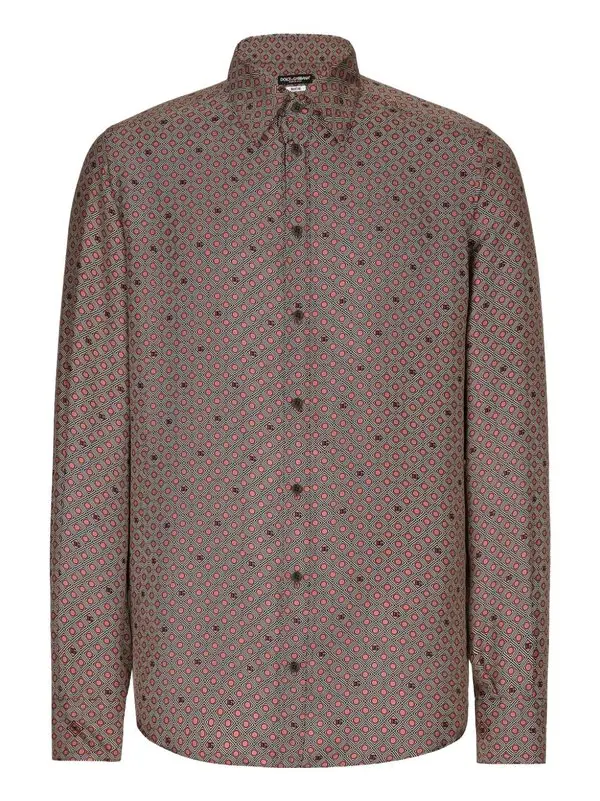 Dolce & Gabbana Geometric-print Silk Shirt - Red
