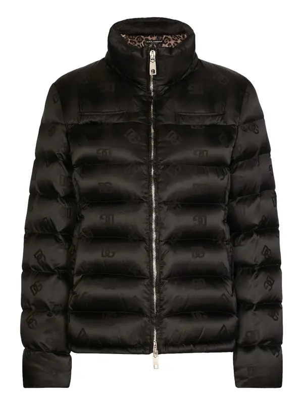 Dolce & Gabbana Dna Monogram-jacquard Puffer Jacket - Black