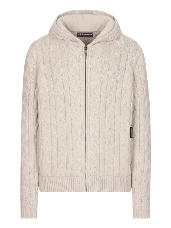 Dolce & Gabbana Cable-knit Hoodie - Neutrals