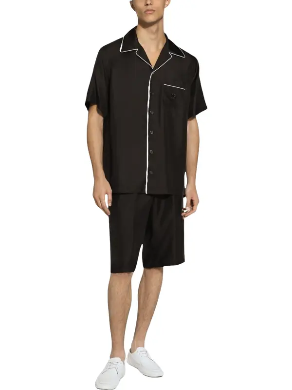 Dolce & Gabbana Embroidered Silk Track Shorts - Black