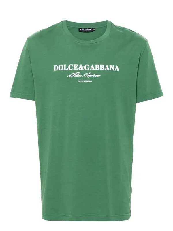 Dolce & Gabbana Flocked-logo Cotton T-shirt - Green