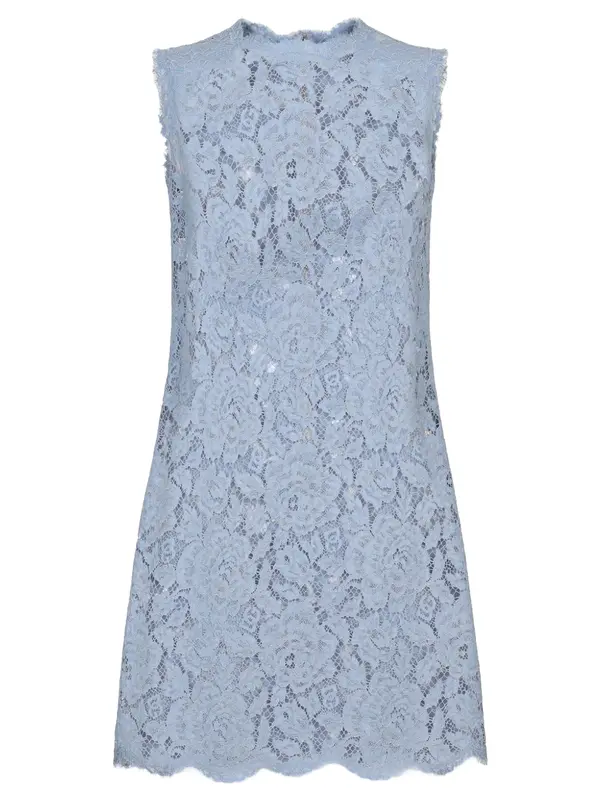 Dolce & Gabbana Floral-lace Shift Mini Dress - Blue
