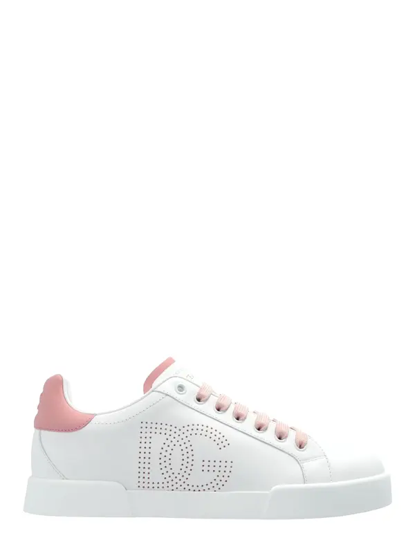 Dolce & Gabbana Portofino Perforated-logo Leather Sneakers - White