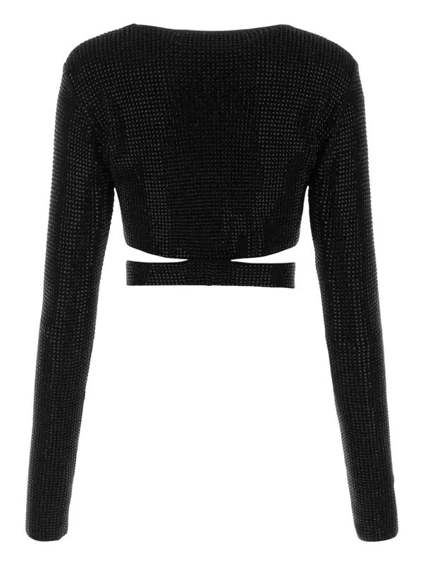 ANDREĀDAMO Embellished Cut-out Knit Top - Black