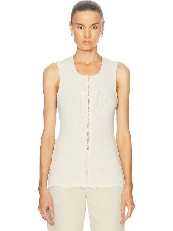 LEMAIRE Sleeveless Fitted Cardigan - Light Cream