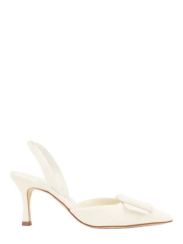 Manolo Blahnik Maysli 70 Velvet Pumps - Dark Cream