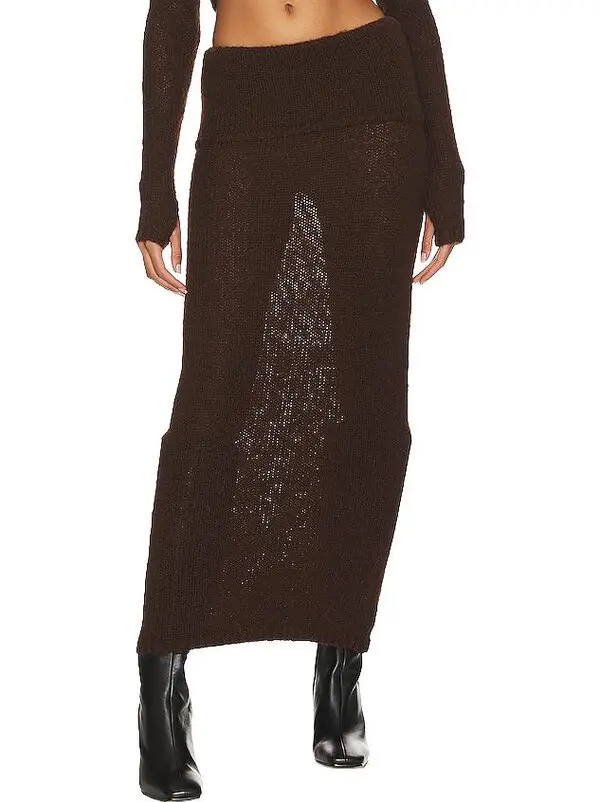 Nbd Reece Fold Over Maxi Skirt - Chocolate