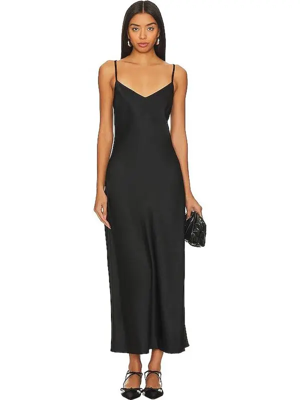 Sanctuary Satin Slip Dress - Black
