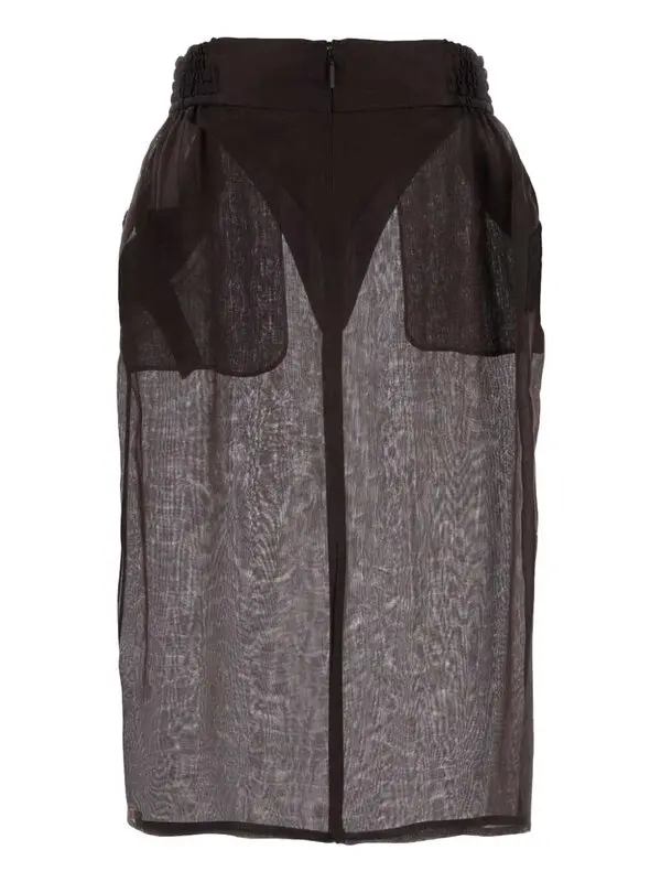 Saint Laurent Semi-sheer Midi Skirt - Brown