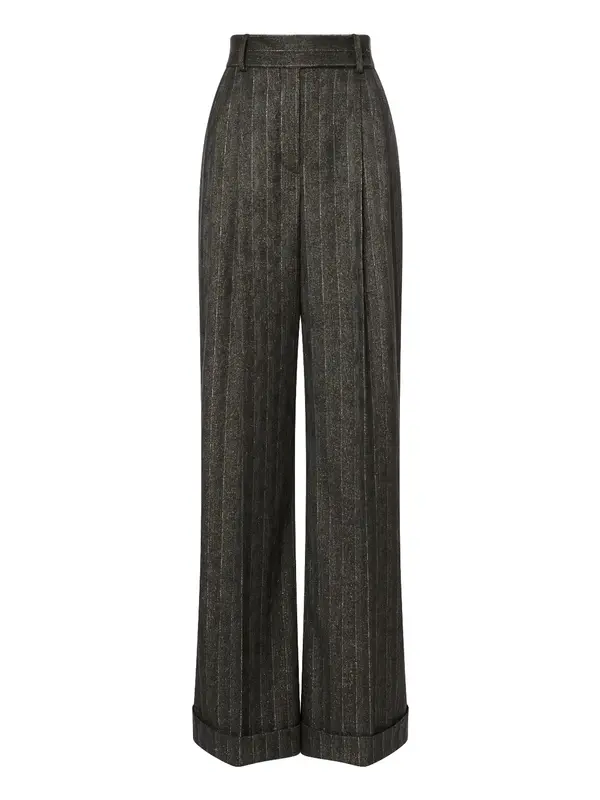 Alberta Ferretti Pinstriped Palazzo Pants - Grey