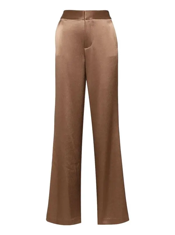 Alice + Olivia Calvin Satin-finish Trousers - Brown