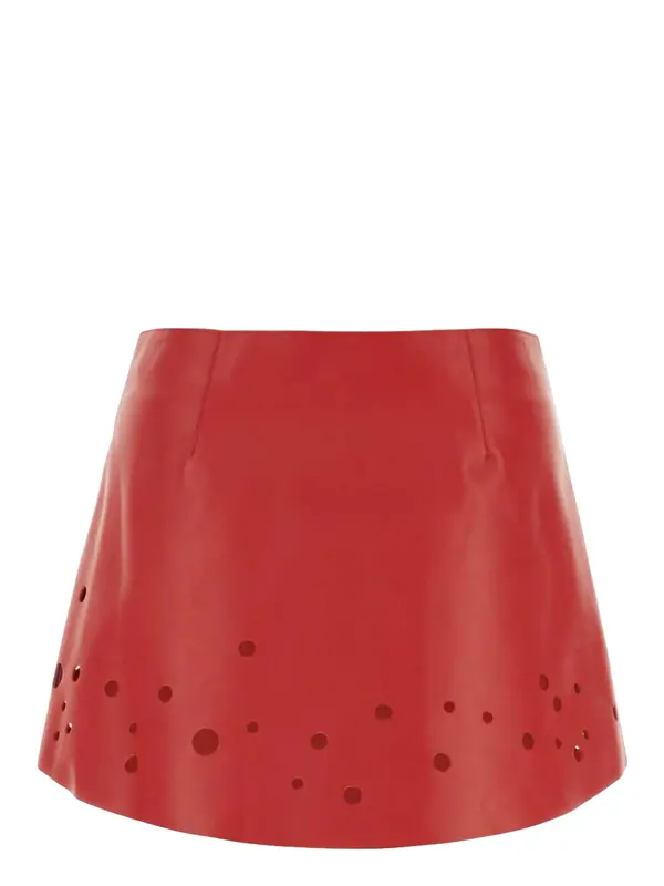 DURAZZI MILANO Perforated Leather Mini Skirt - Red
