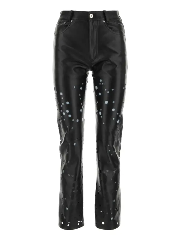 DURAZZI MILANO Laser-cut Leather Trousers - Black