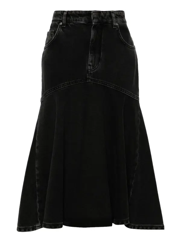 Philosophy Di Lorenzo Serafini Bleached Denim Midi Skirt - Black