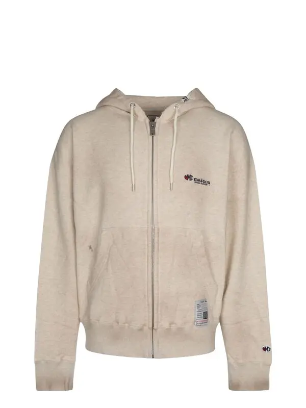 Mihara Yasuhiro Logo-embroidered Zip-up Hoodie - Neutrals