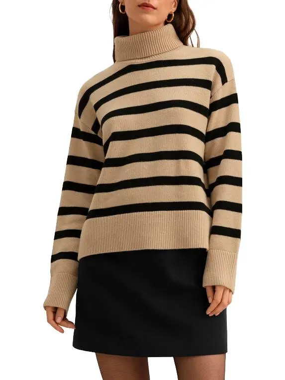 Lilysilk Tarra Stripe Sweater - Brown