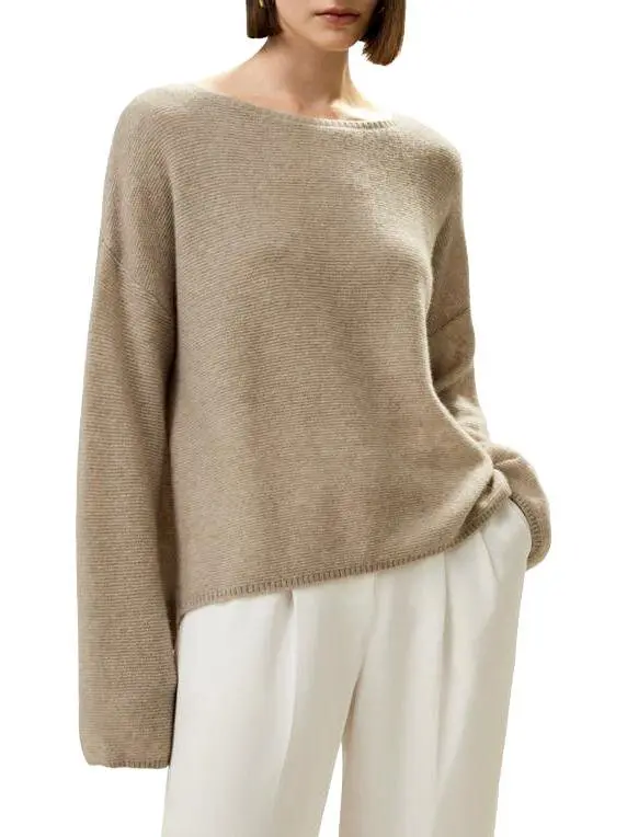 Lilysilk Relaxed Fit Silk Cashmere Blend Sweatshirt - Brown