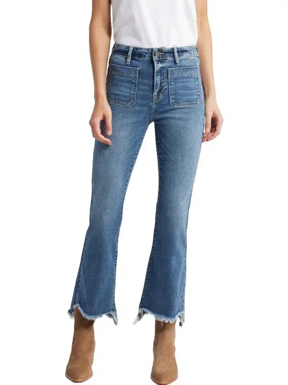 HIDDEN JEANS High-rise Cropped Flare Jeans - Medium Wash