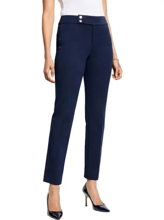 NIC+ZOE Copley Cotton Bi-stretch Extended Tab Pant - Dark Indigo