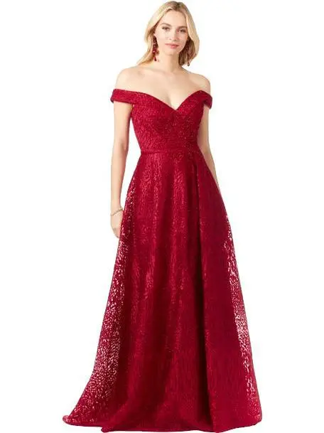 LARA NEW YORK Off-the-shoulder Ballgown - Dark Red