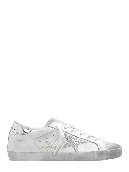 GOLDEN GOOSE Super-star Glitter Sneakers - White/silver