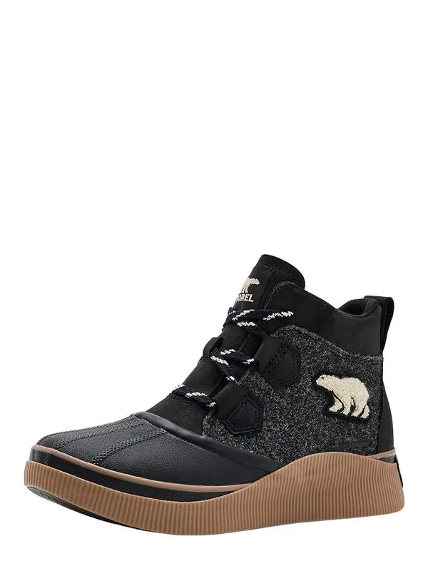 Sorel Waterproof Lace-up Leather And Suede Boots - Black/gum