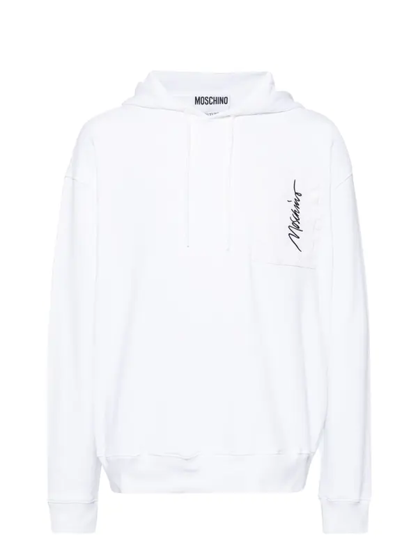 Moschino Logo Embroidered Hoodie - White