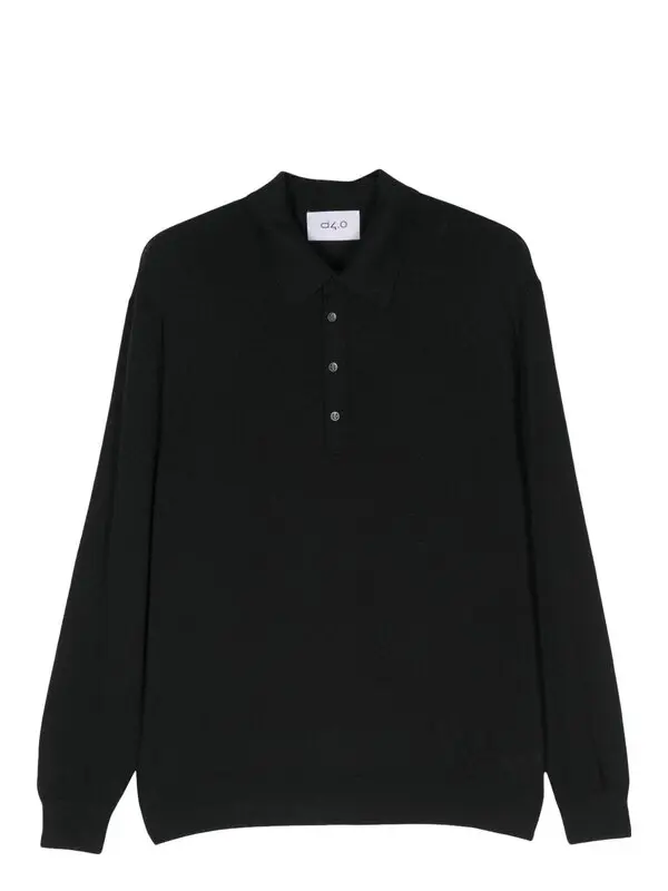 D4.0 Wool Polo Shirt - Black