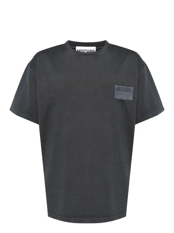 Moschino Logo-patched Cotton T-shirt - Black