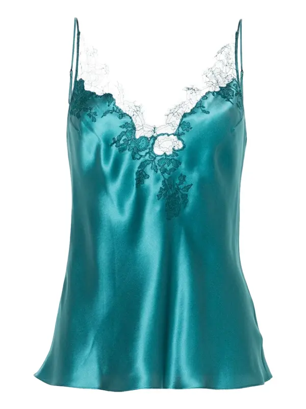 Carine Gilson V-neck Silk Camisole - Blue